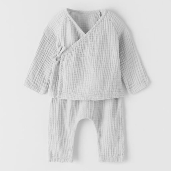 Zara | Matching Sets | Zara Dove Grey Kimono Crinkle Gauze Set Sz 69 ...